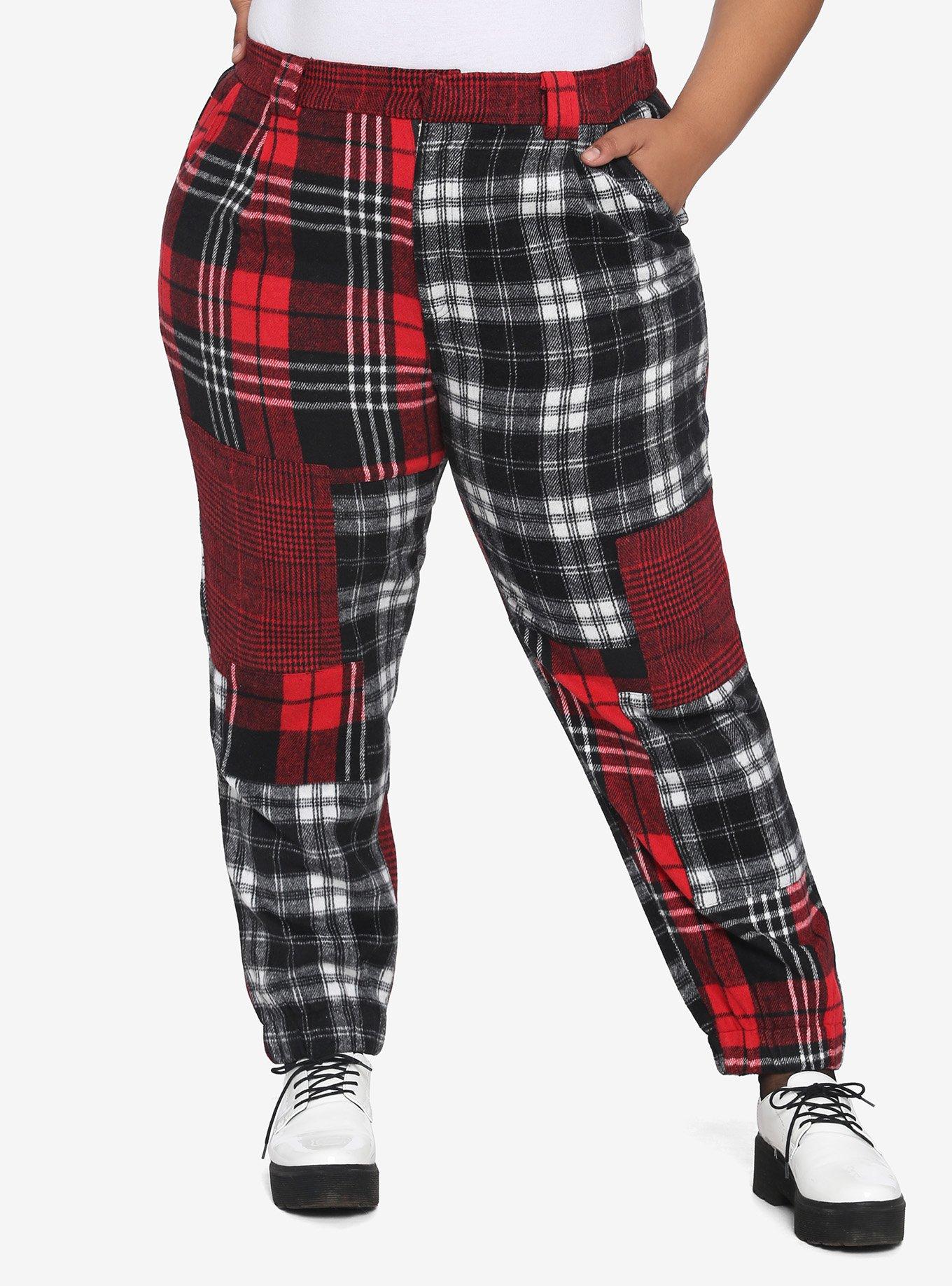 Red Plaid Patchwork Jogger Pants Plus Size | Hot Topic
