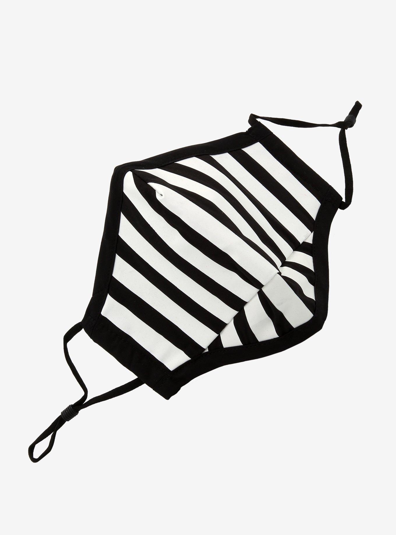 Black & White Stripe Glow-In-The-Dark Fashion Face Mask With Filter ...