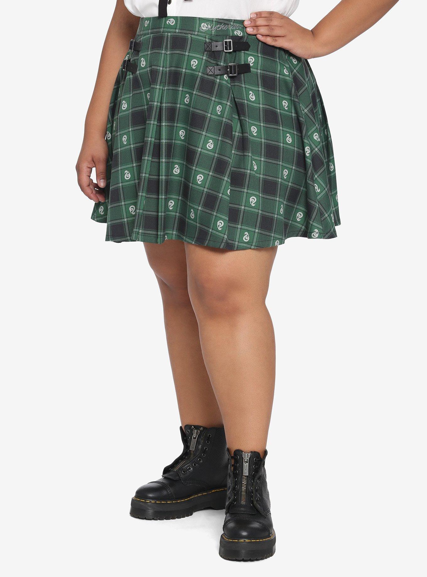 Harry Potter Slytherin Plaid Pleated Skirt Plus Size