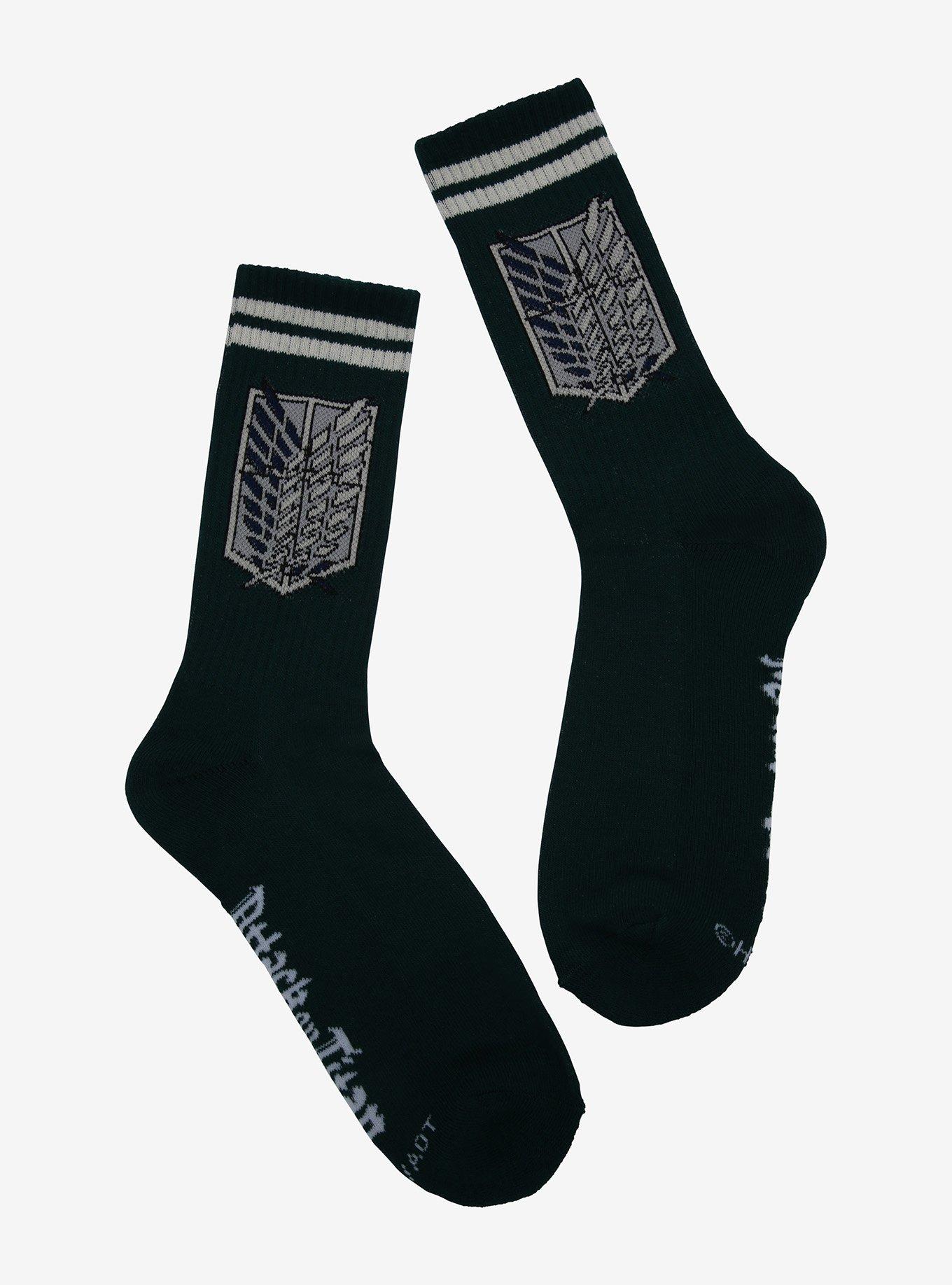 Attack On Titan Wings Of Freedom Varsity Green Crew Socks | Hot Topic