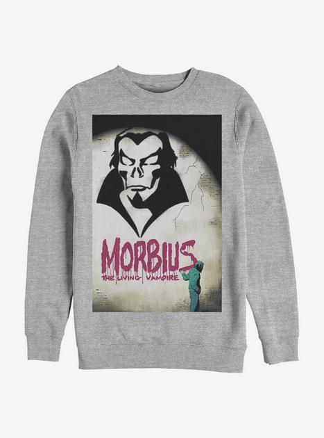 Marvel Morbius Spray Paint Cover Crew Sweatshirt - GREY | Hot Topic