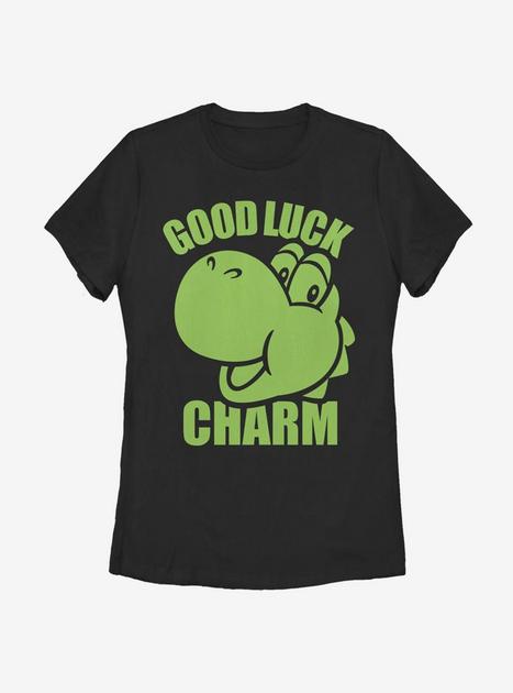 Nintendo Super Mario Yoshi Good Luck Charm Womens T-Shirt - BLACK ...