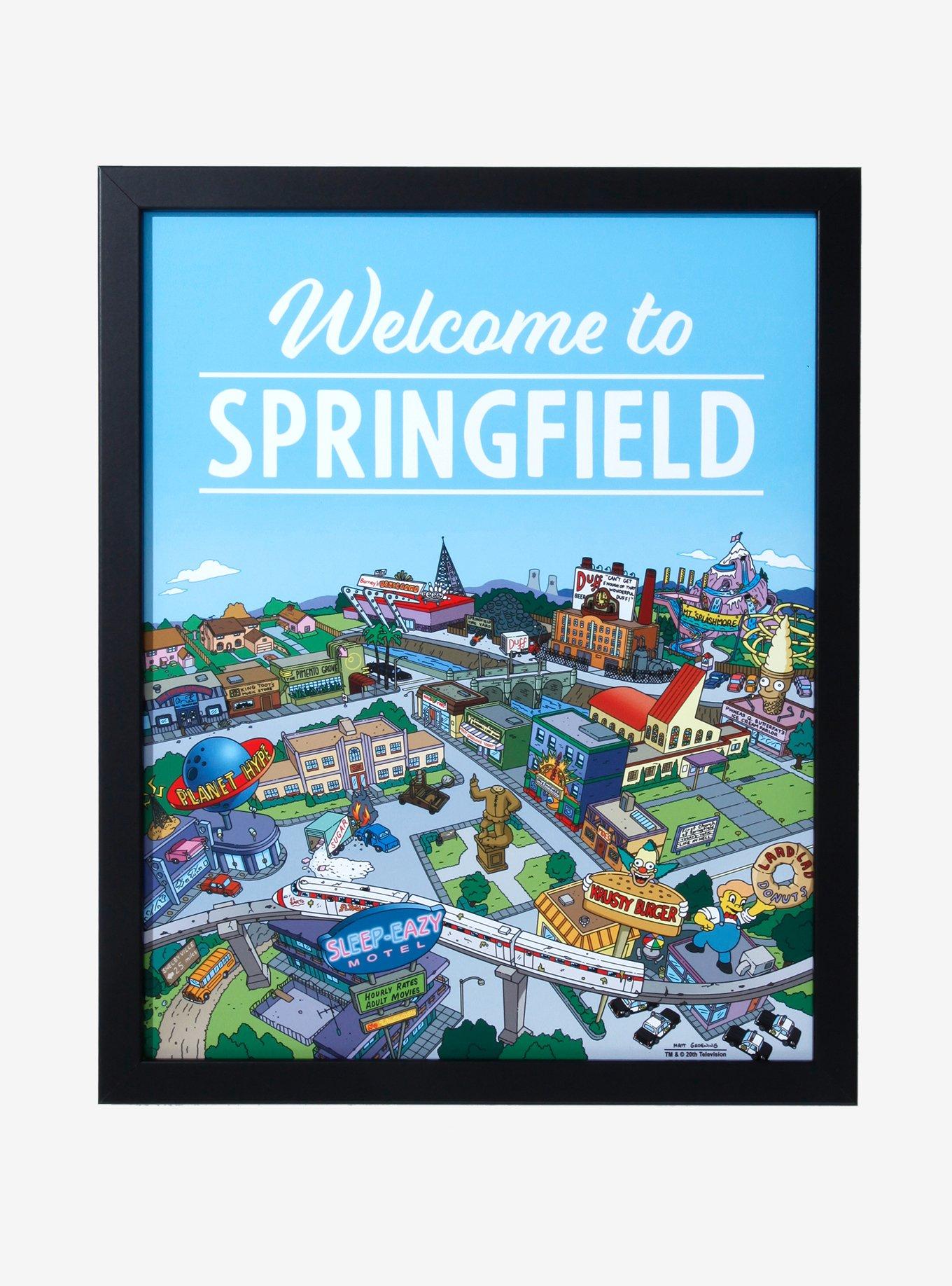 The Simpsons Welcome To Springfield Framed Wood Wall Art | Hot Topic