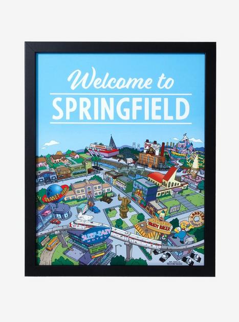 The Simpsons Welcome To Springfield Framed Wood Wall Art | Hot Topic