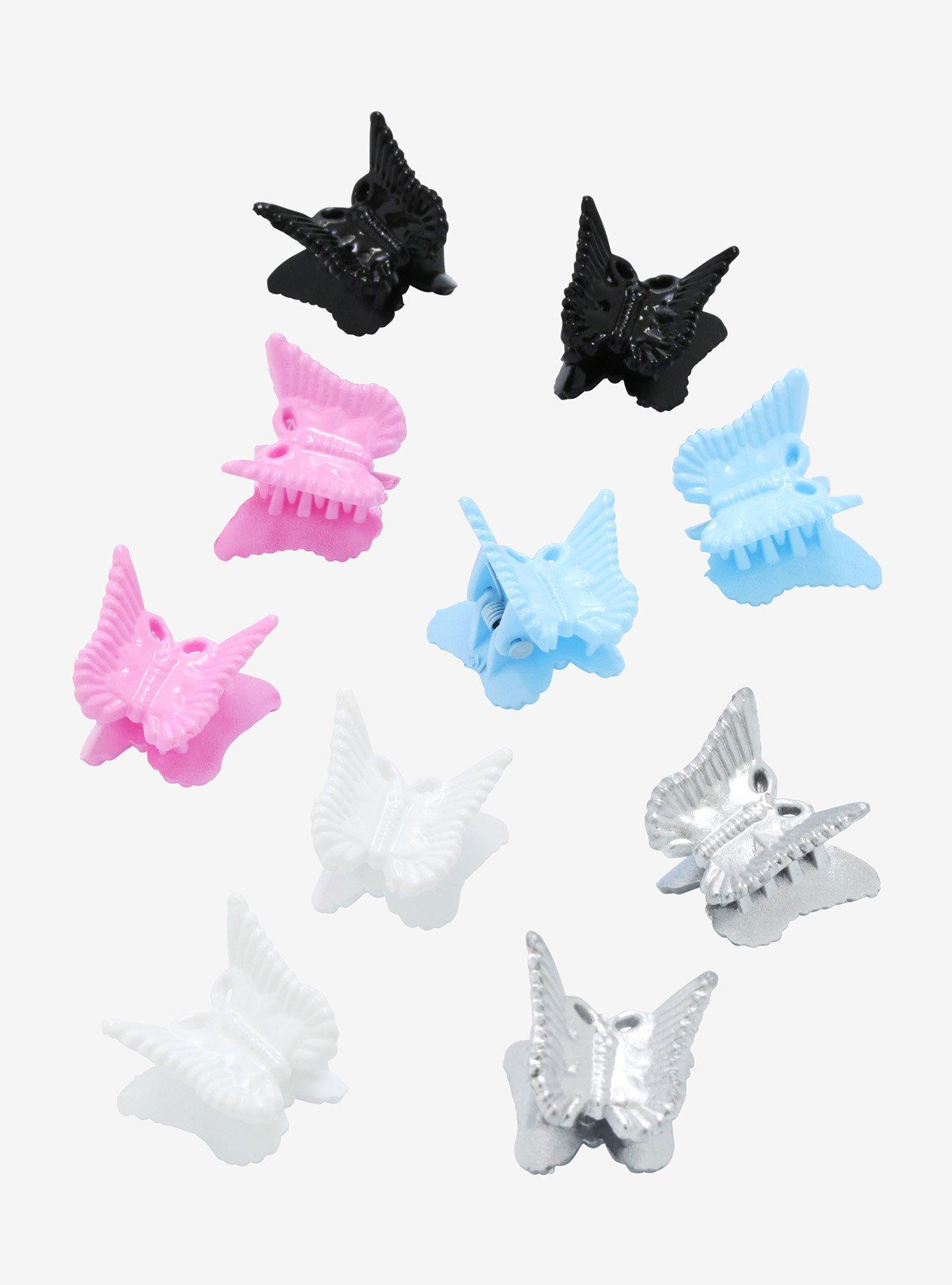 Pink Blue Silver Butterfly Hair Clip Set | Hot Topic