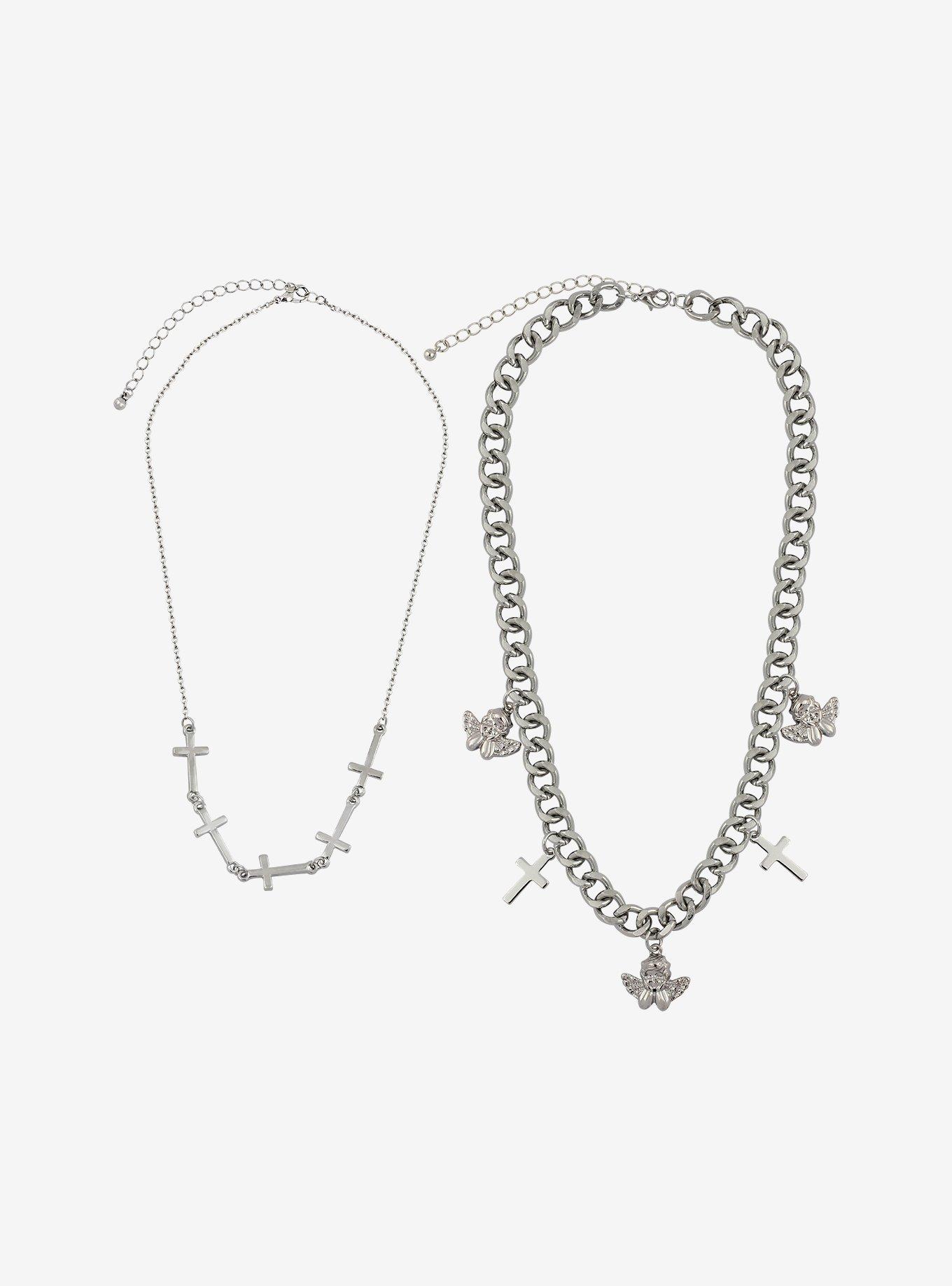 Angels & Crosses Chain Necklace Set | Hot Topic
