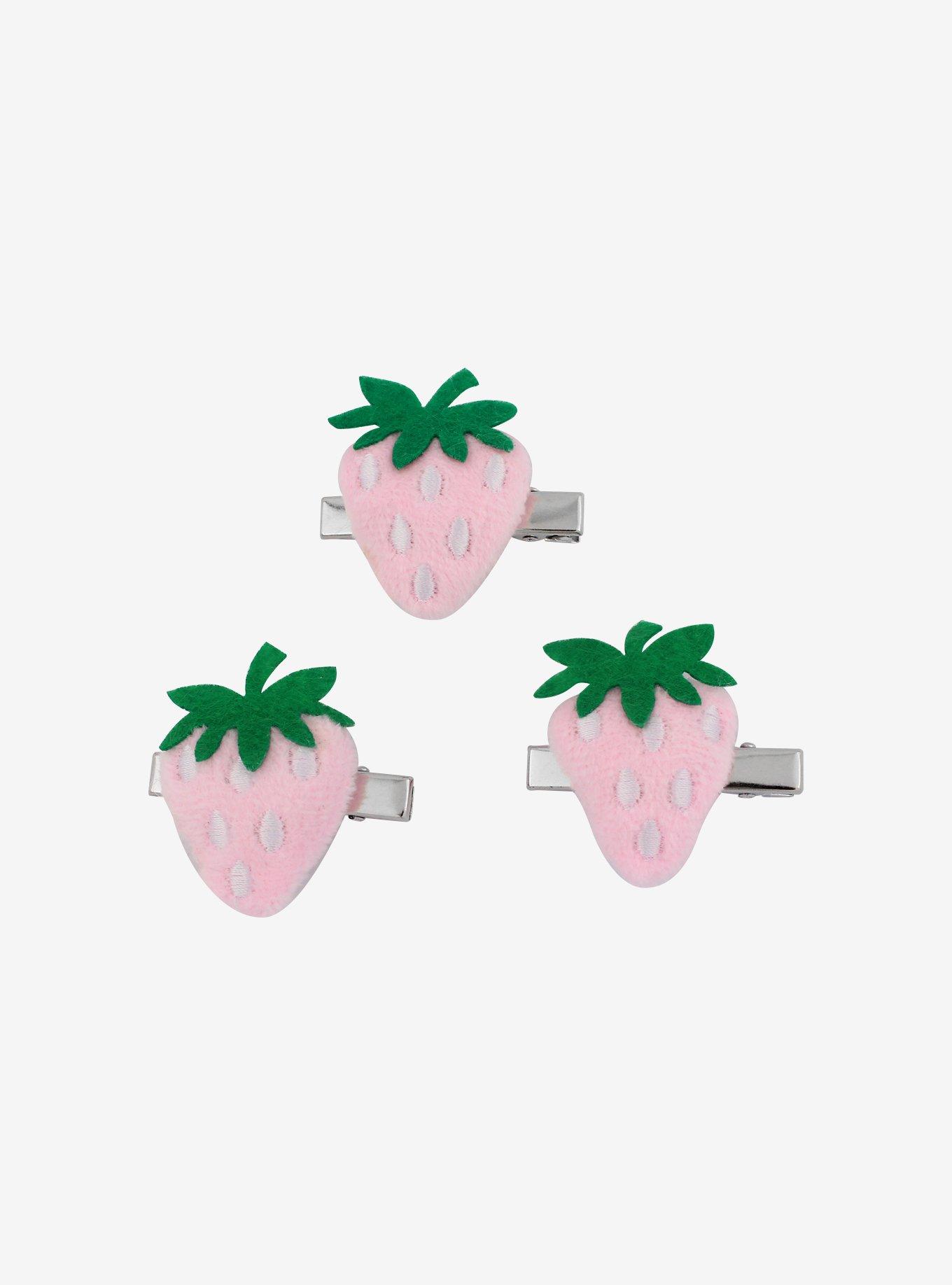 Pink Strawberry Puffy Hair Clip Set | Hot Topic