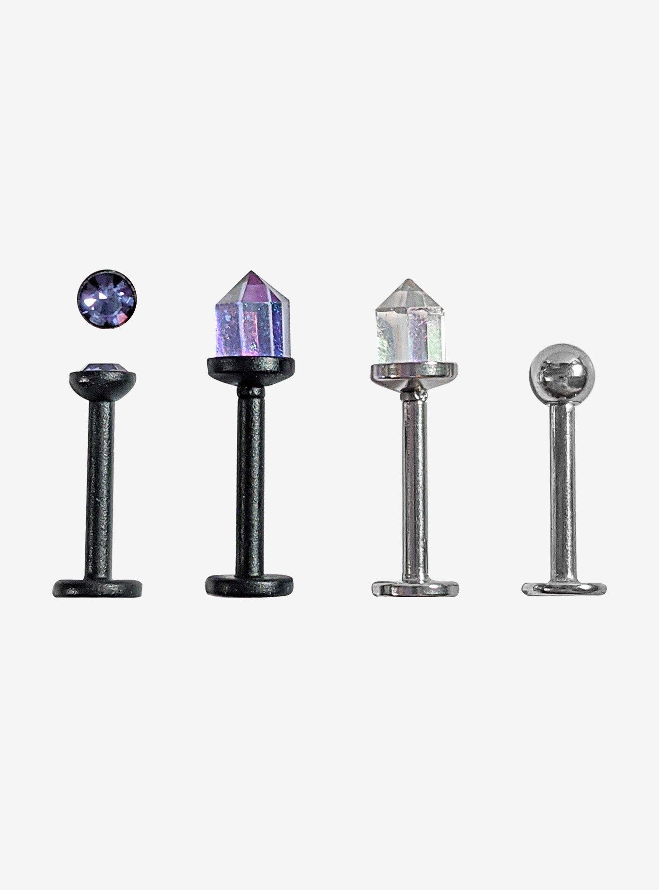 Steel Crystal Labret 4 Pack | Hot Topic