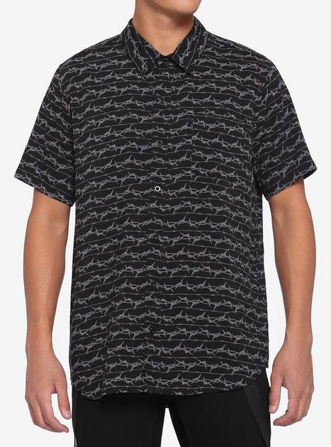 Barbed Wire Woven Button-Up | Hot Topic