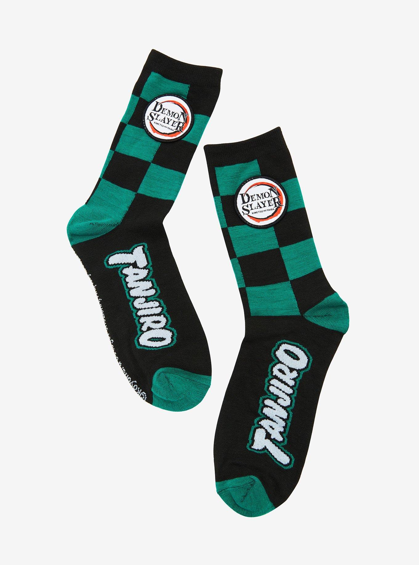 Demon Slayer: Kimetsu no Yaiba Tanjiro Checkered Socks - BoxLunch ...