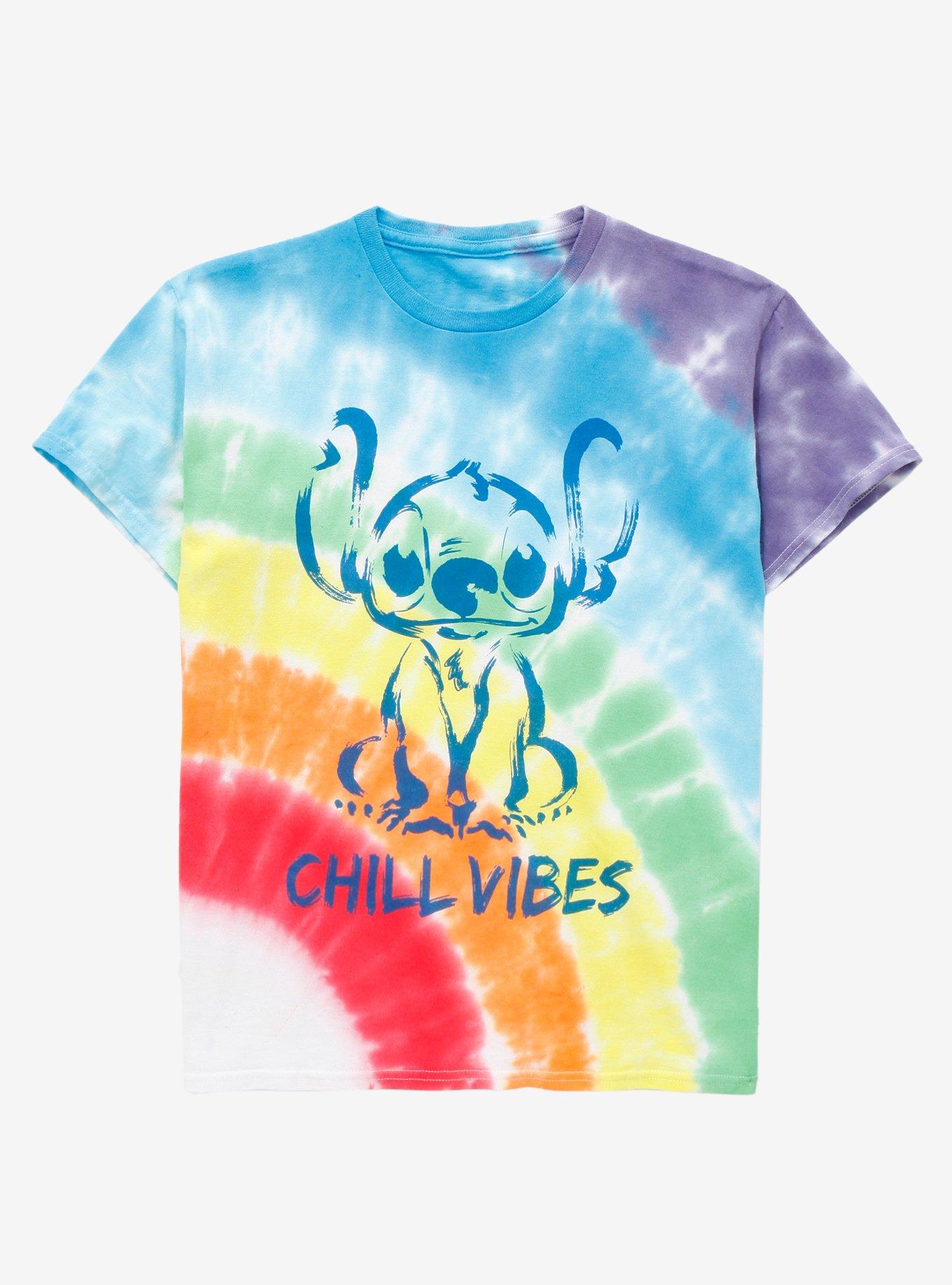 Disney Pride Lilo & Stitch Chill Vibes Rainbow Tie-Dye Youth T-Shirt ...