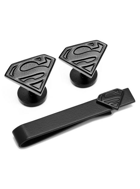DC Comics Superman Satin Black Cufflinks and Tie Bar Set | BoxLunch