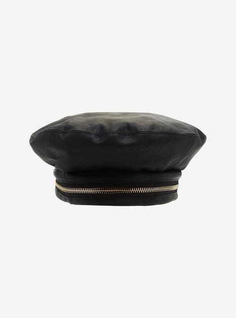 Black Faux Leather Beret | Hot Topic