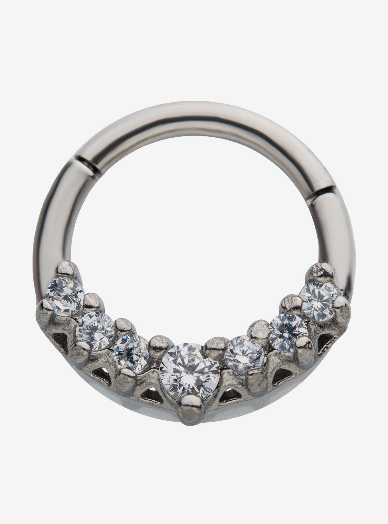 Steel CZ Cluster Septum Clicker | Hot Topic