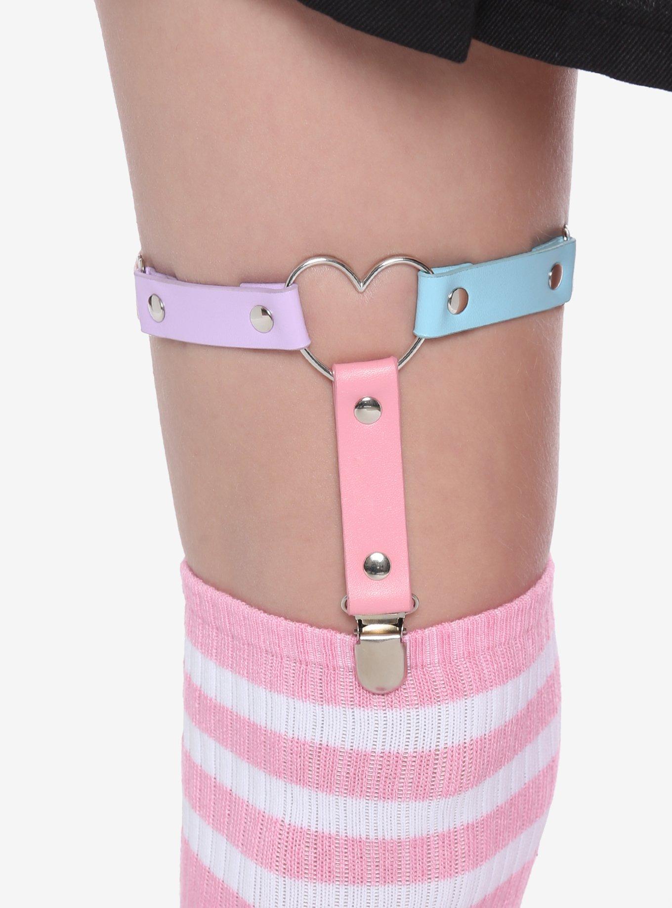 Pastel Purple Pink Blue Heart O-Ring Garter | Hot Topic