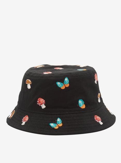Mushroom & Butterfly Embroidered Bucket Hat | Hot Topic