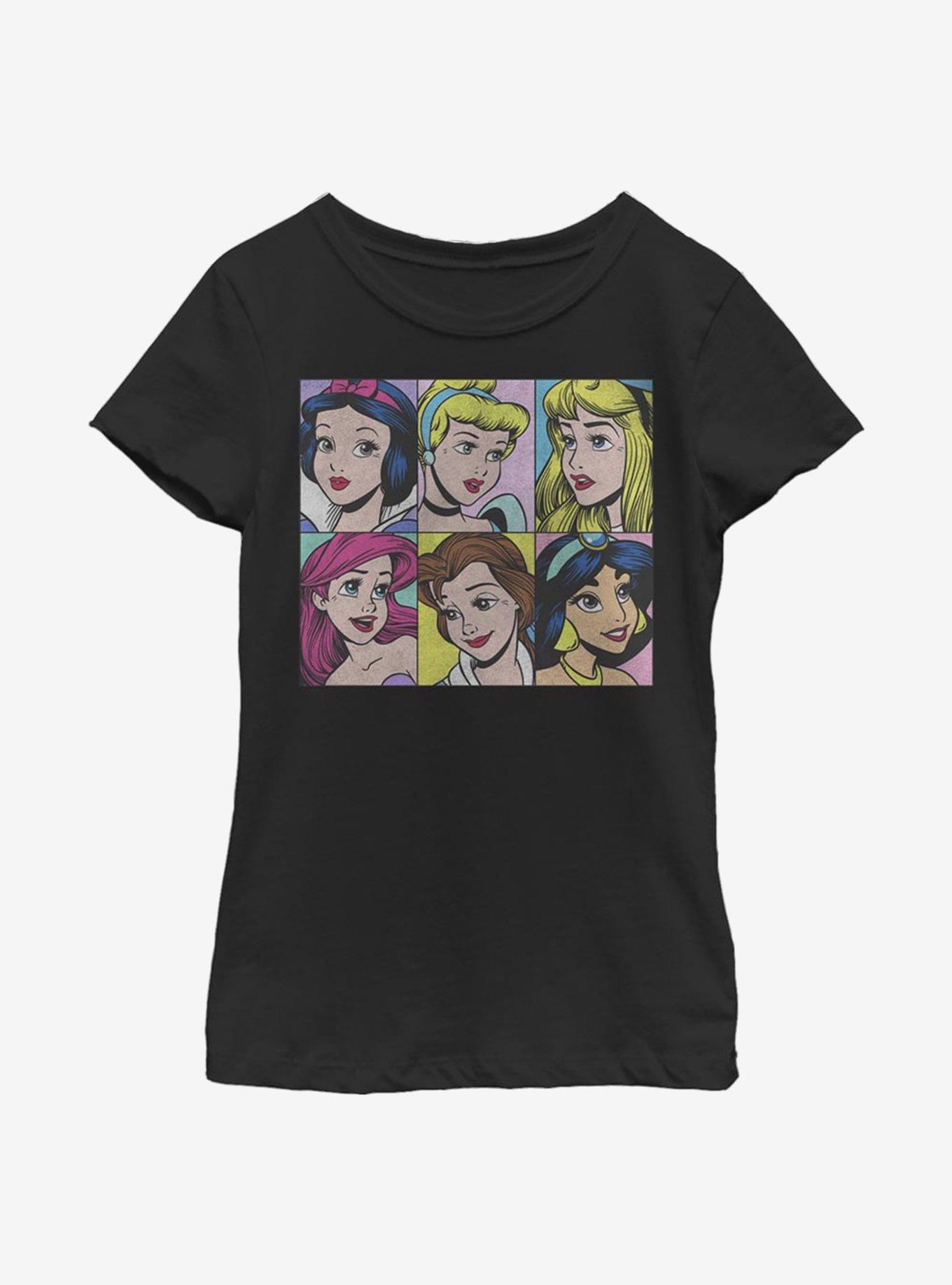 Disney Princesses Pop Princesses Youth Girls T-Shirt - BLACK | BoxLunch