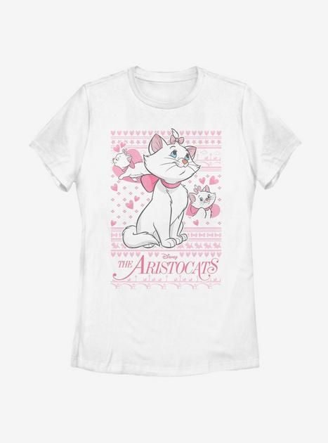 Disney Aristocats Marie Holiday Sweater Pattern Womens T-Shirt - WHITE ...