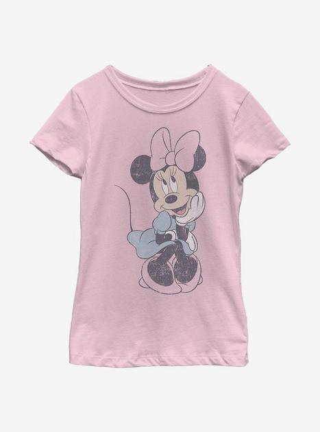 Disney Minnie Mouse Simple Minnie Sit Youth Girls T-Shirt - PINK | BoxLunch