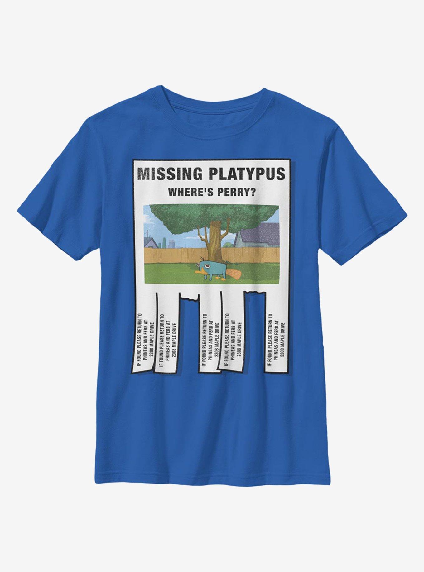 Disney Phineas And Ferb Missing Platypus Youth T-Shirt - BLUE | BoxLunch