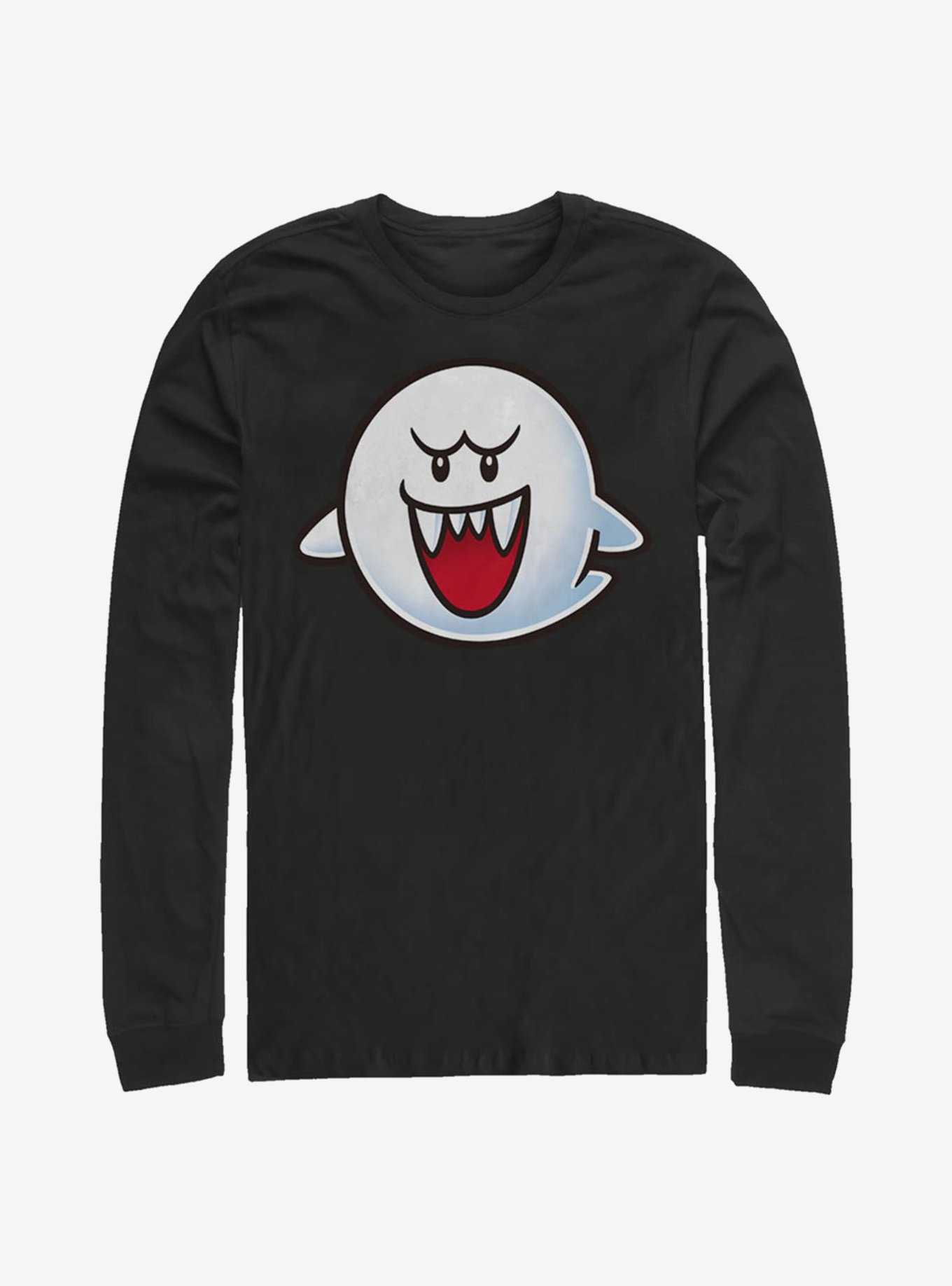 Super Mario Boo Face Long-Sleeve T-Shirt - BLACK | Hot Topic