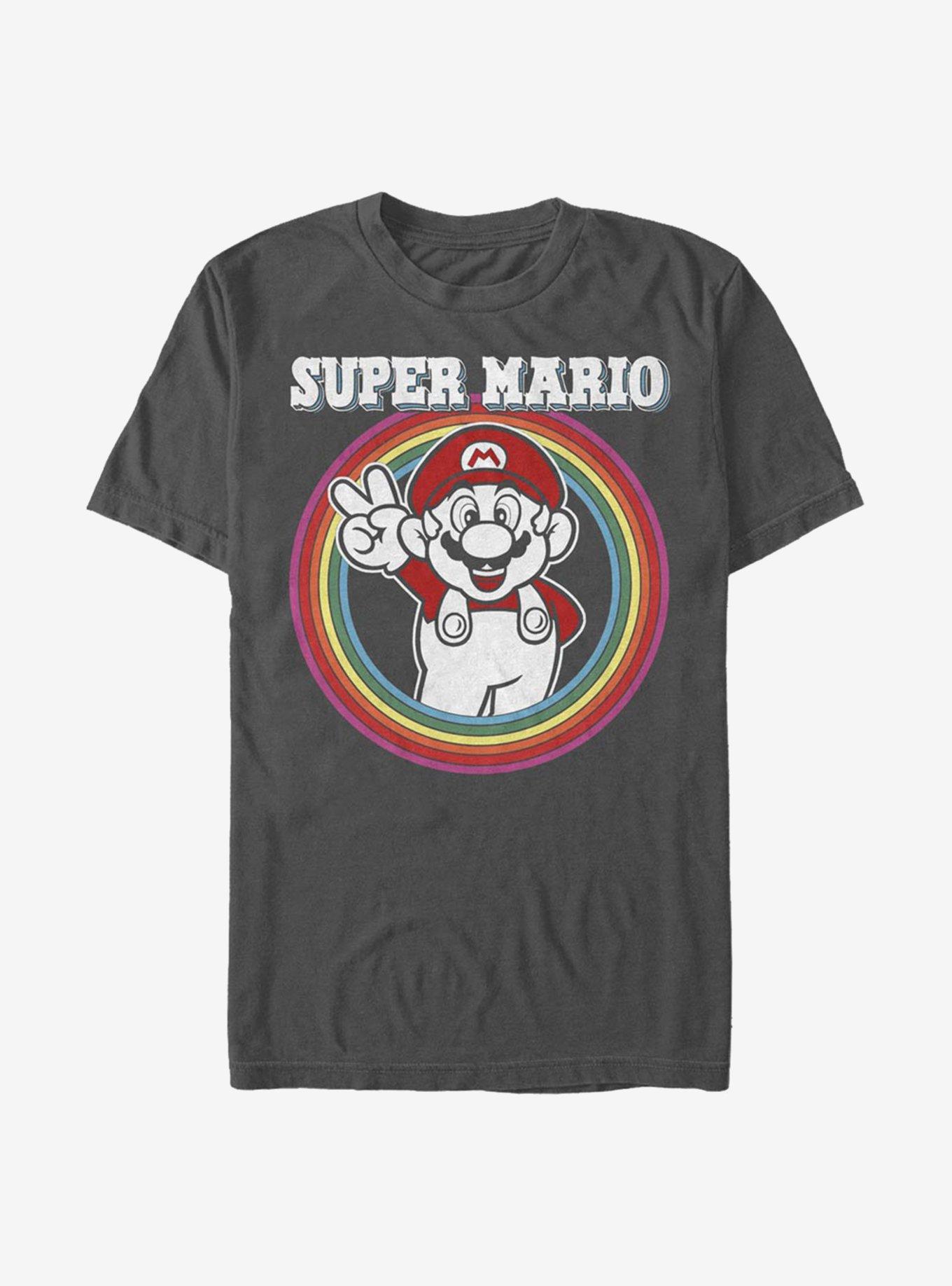 Super Mario Rainbow Mario T-Shirt - GREY | Hot Topic
