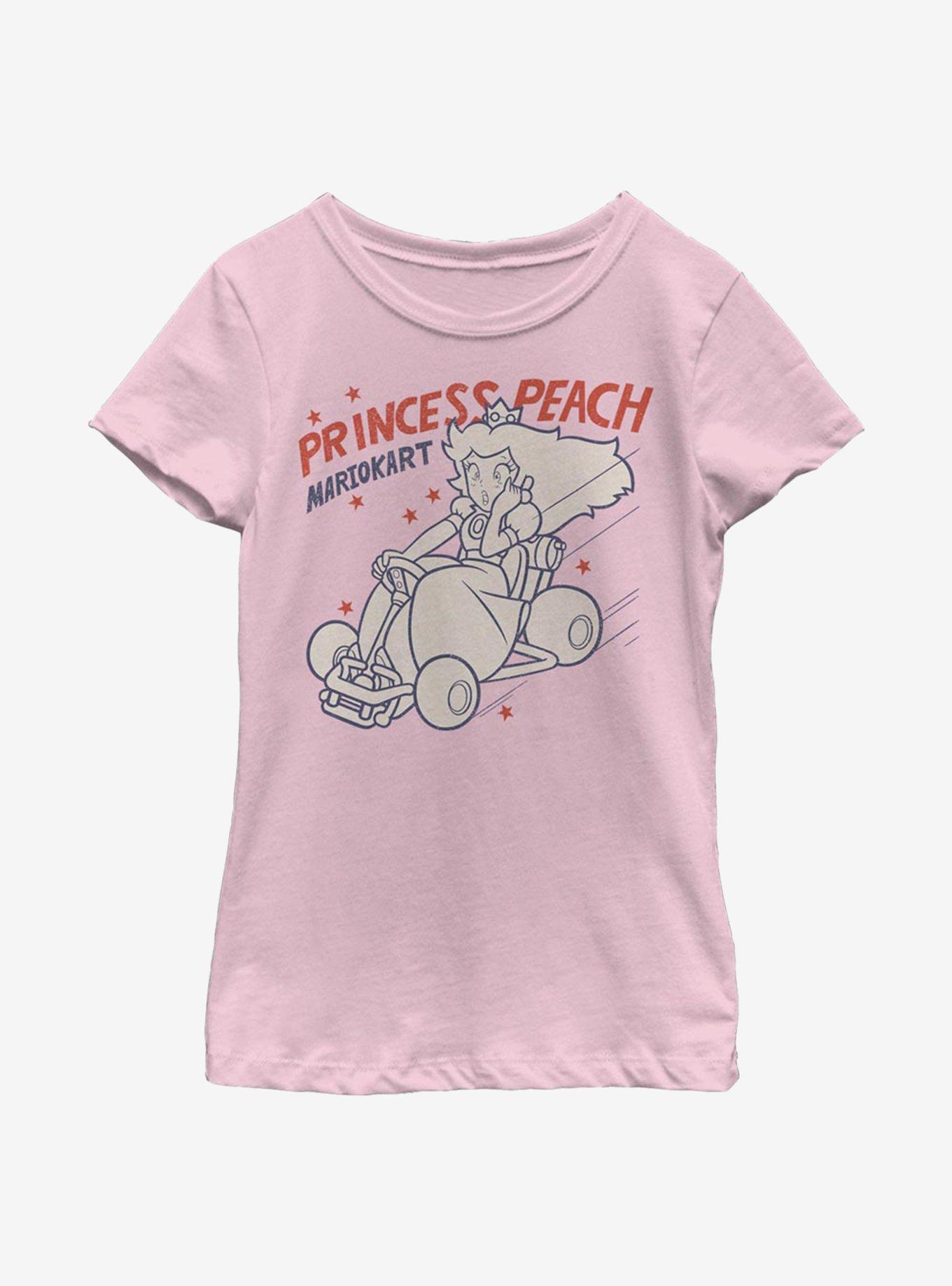 Nintendo Super Mario Peach Kart Youth Girls T-Shirt - PINK | BoxLunch