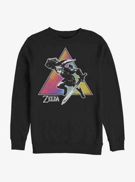 Nintendo The Legend Of Zelda Tie Dye Link Silhouette Sweatshirt - BLACK ...