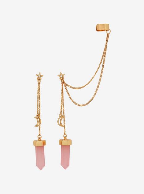 Star Pink Crystal Cuff Earring Set | Hot Topic