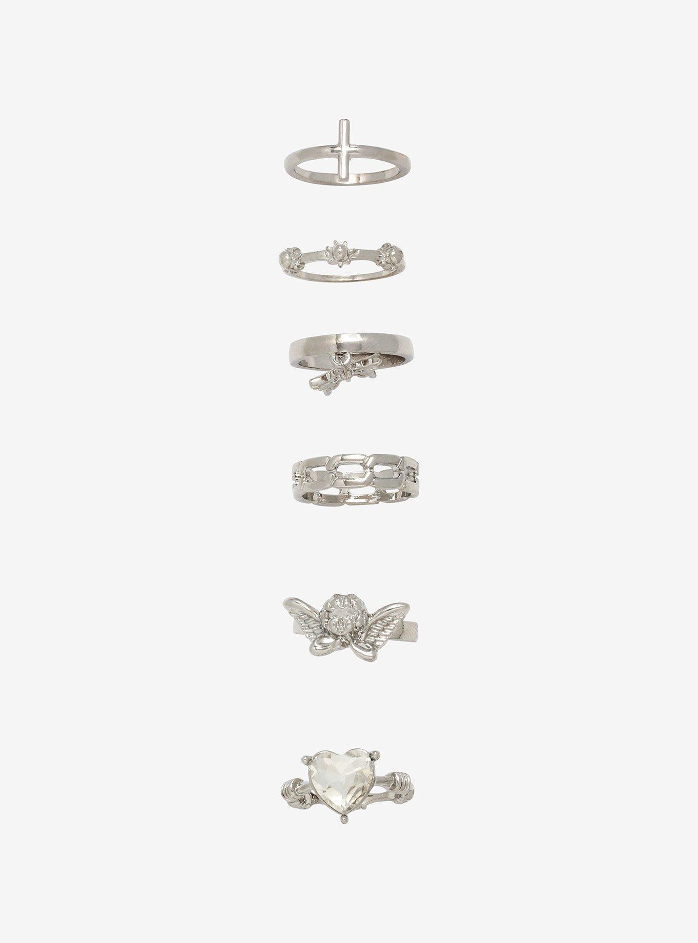 Angel Barbed Wire Ring Set | Hot Topic