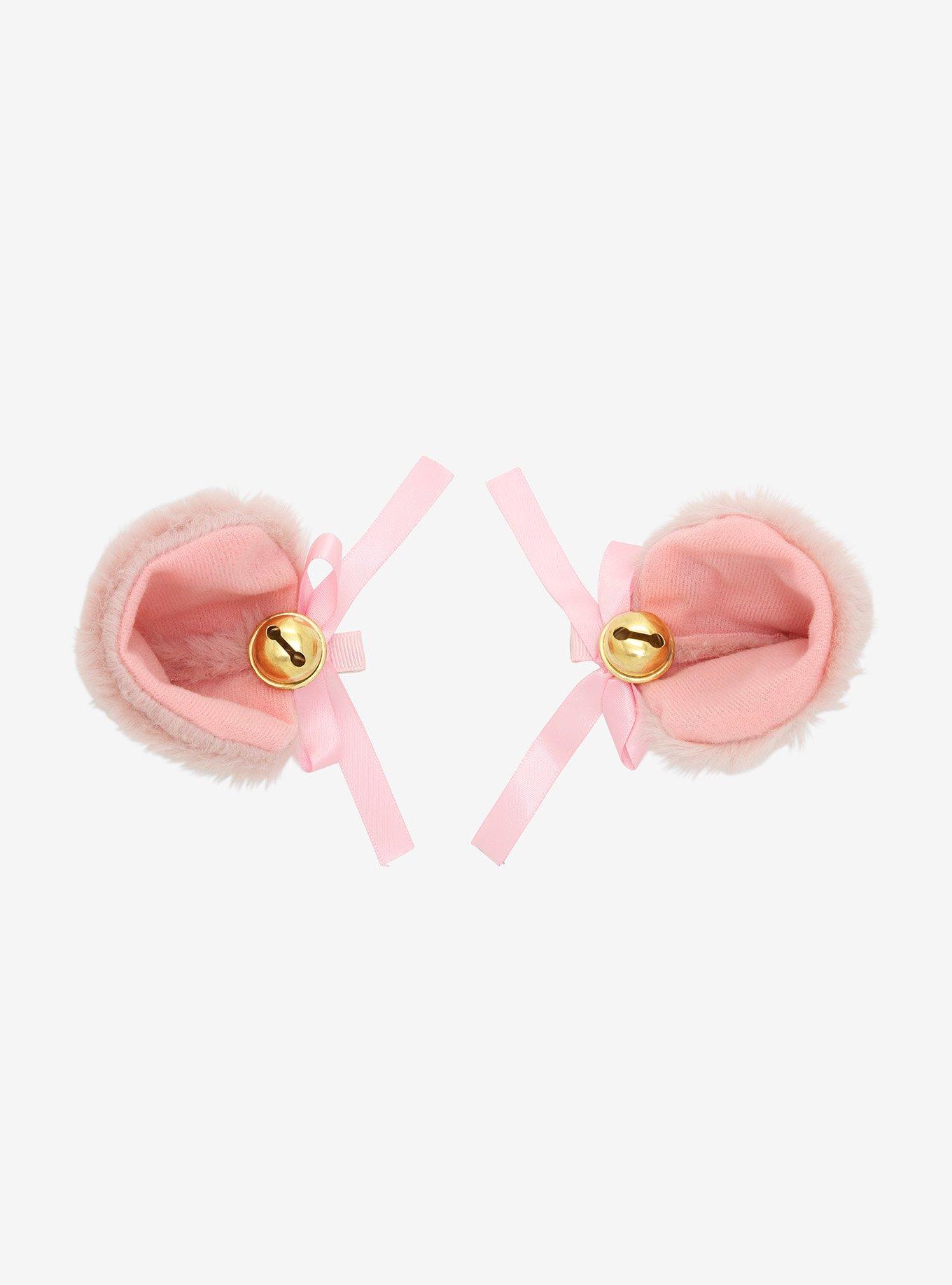 Pink Fuzzy Cat Ear Hair Clips | Hot Topic