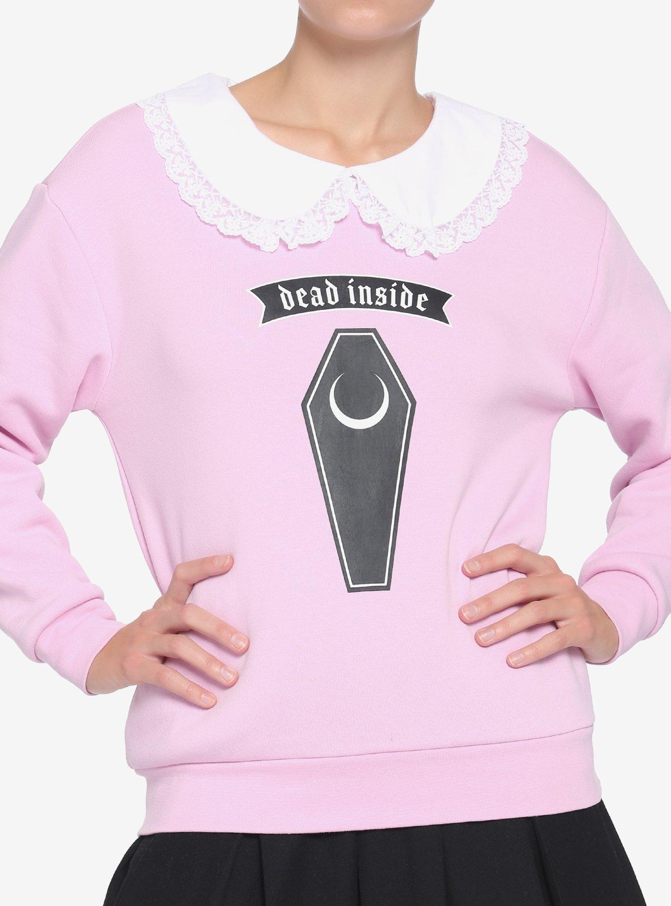 Pastel Dead Inside Collar Girls Sweatshirt | Hot Topic