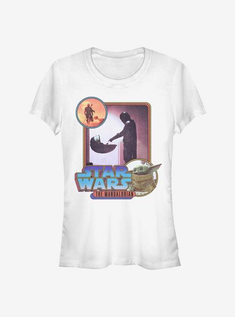 Star Wars The Mandalorian Retro Mando Scenes Girls T Shirt White