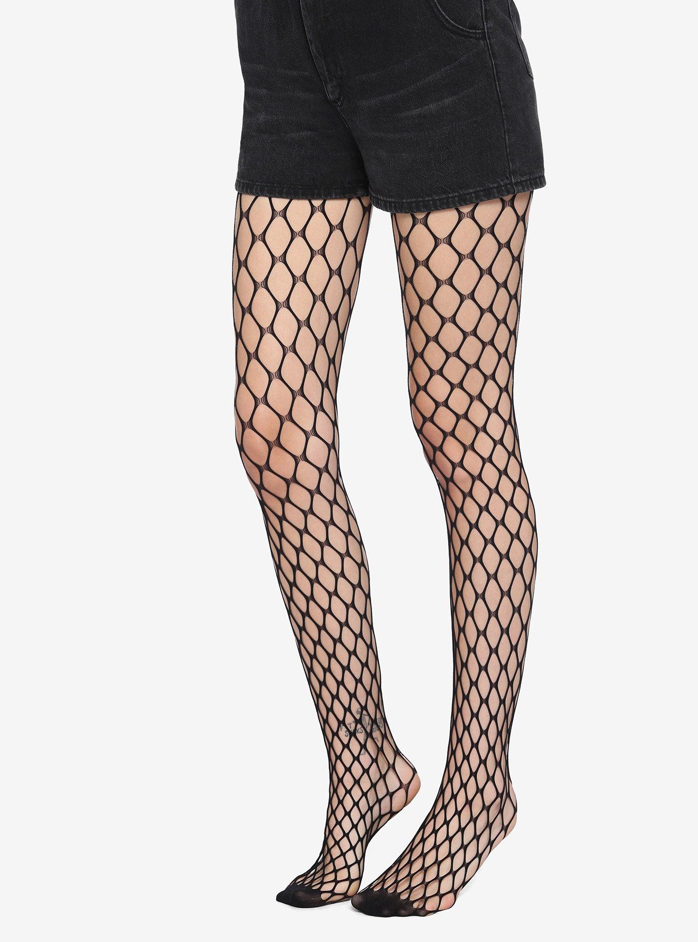 Black Sharp Edge Scale Fishnet Tights | Hot Topic