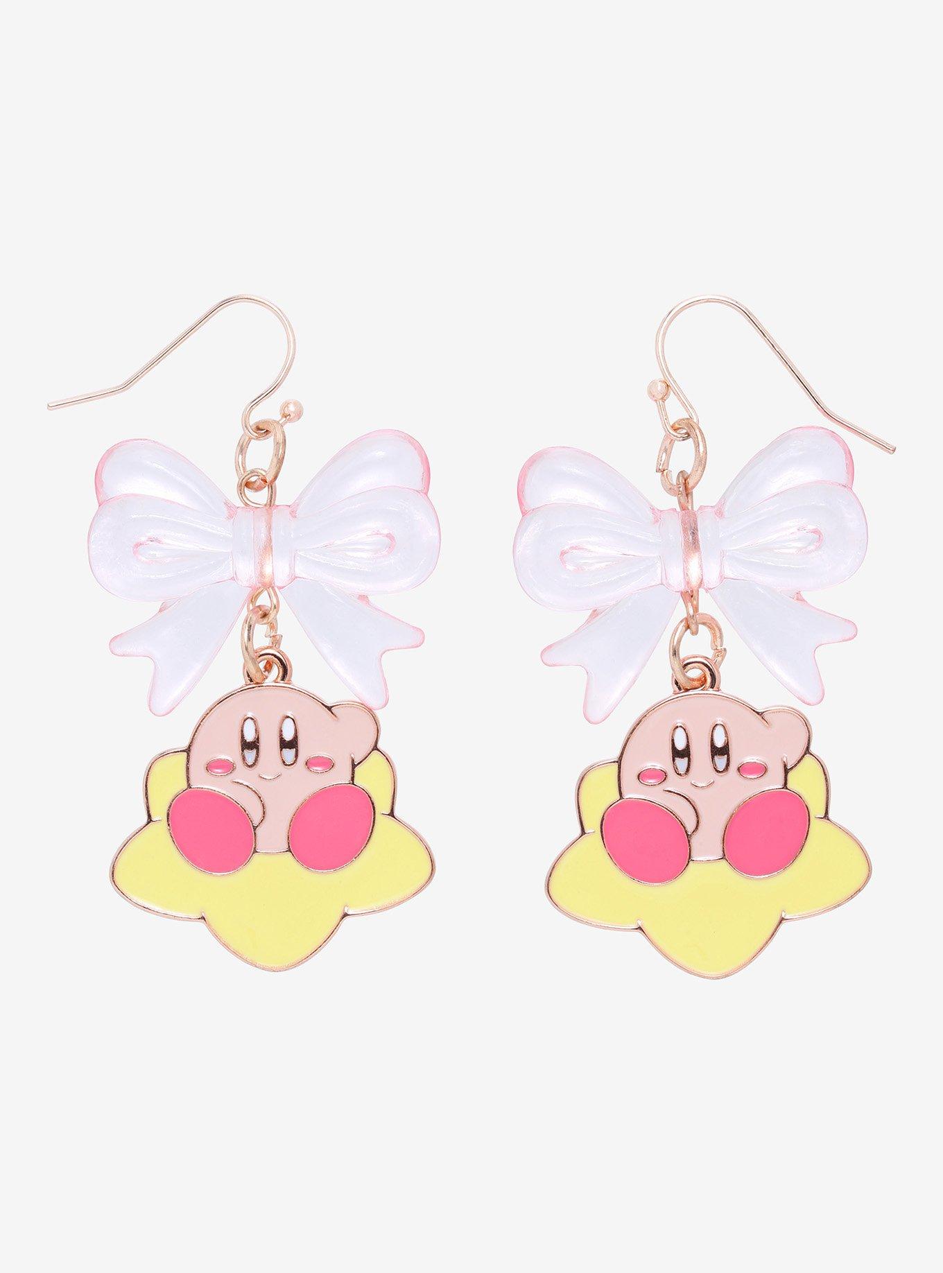 Kirby Pink Bow Earrings | Hot Topic