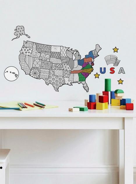Color Your Own Map Peel And Stick Wall Decals | Hot Topic
