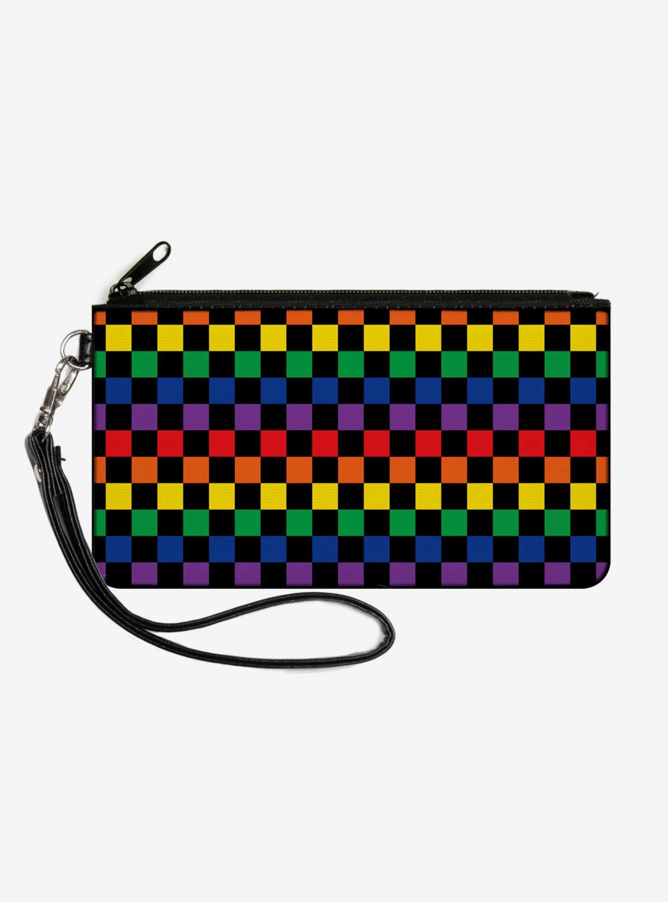 Hot Topic Checker Rainbow Canvas Zip Clutch Wallet | Hamilton Place