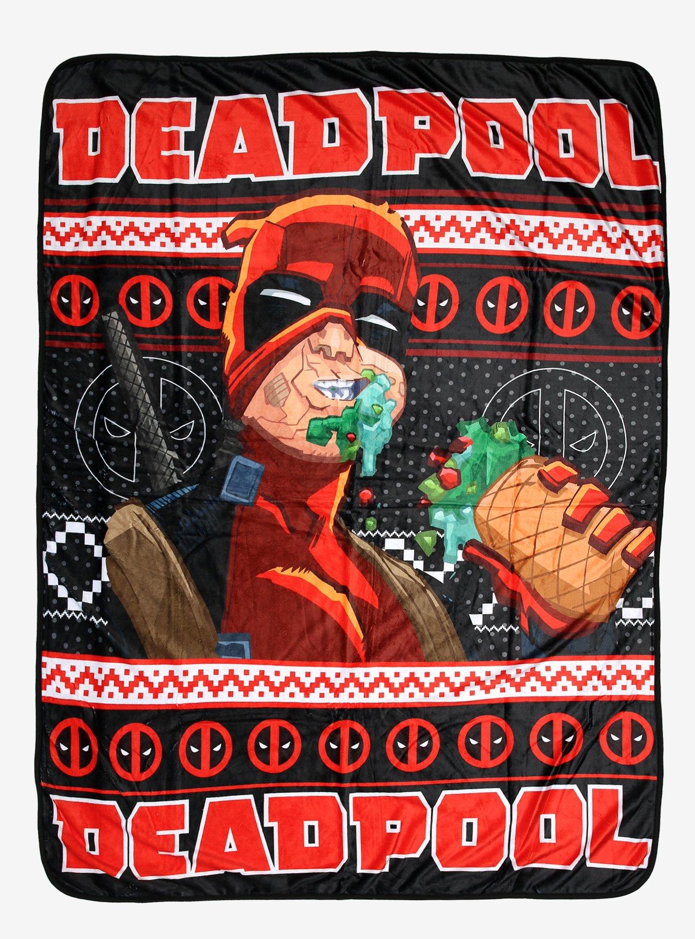 Marvel Deadpool Fair Isle Holiday Throw Blanket | Hot Topic