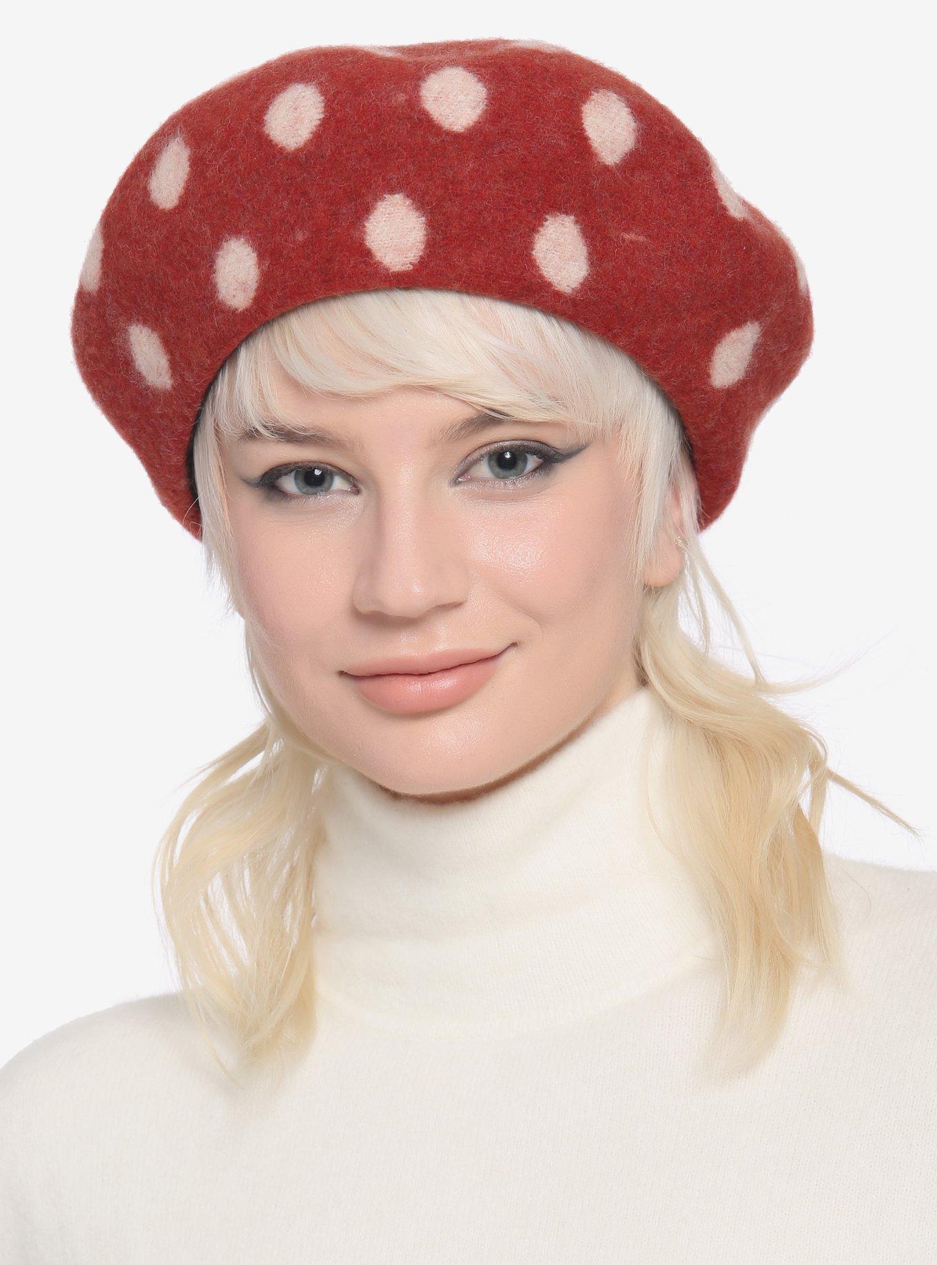 Red & White Polka Dot Mushroom Cap Beret | Hot Topic
