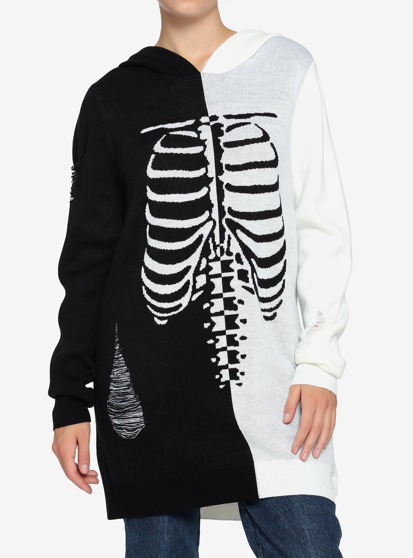 Rib Cage Split Oversized Hooded Girls Sweater | Hot Topic