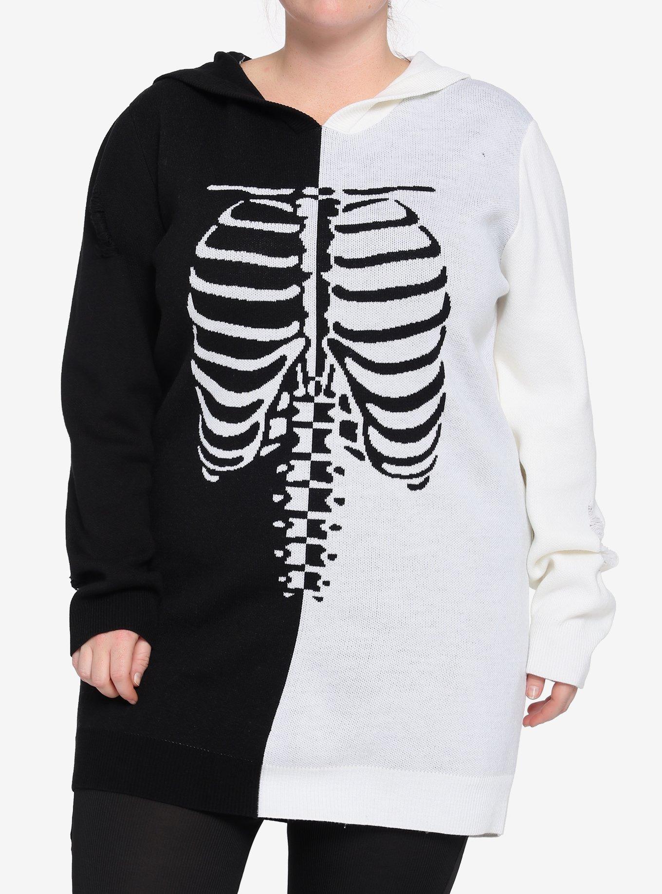 Rib Cage Split Oversized Hooded Girls Sweater Plus Size | Hot Topic
