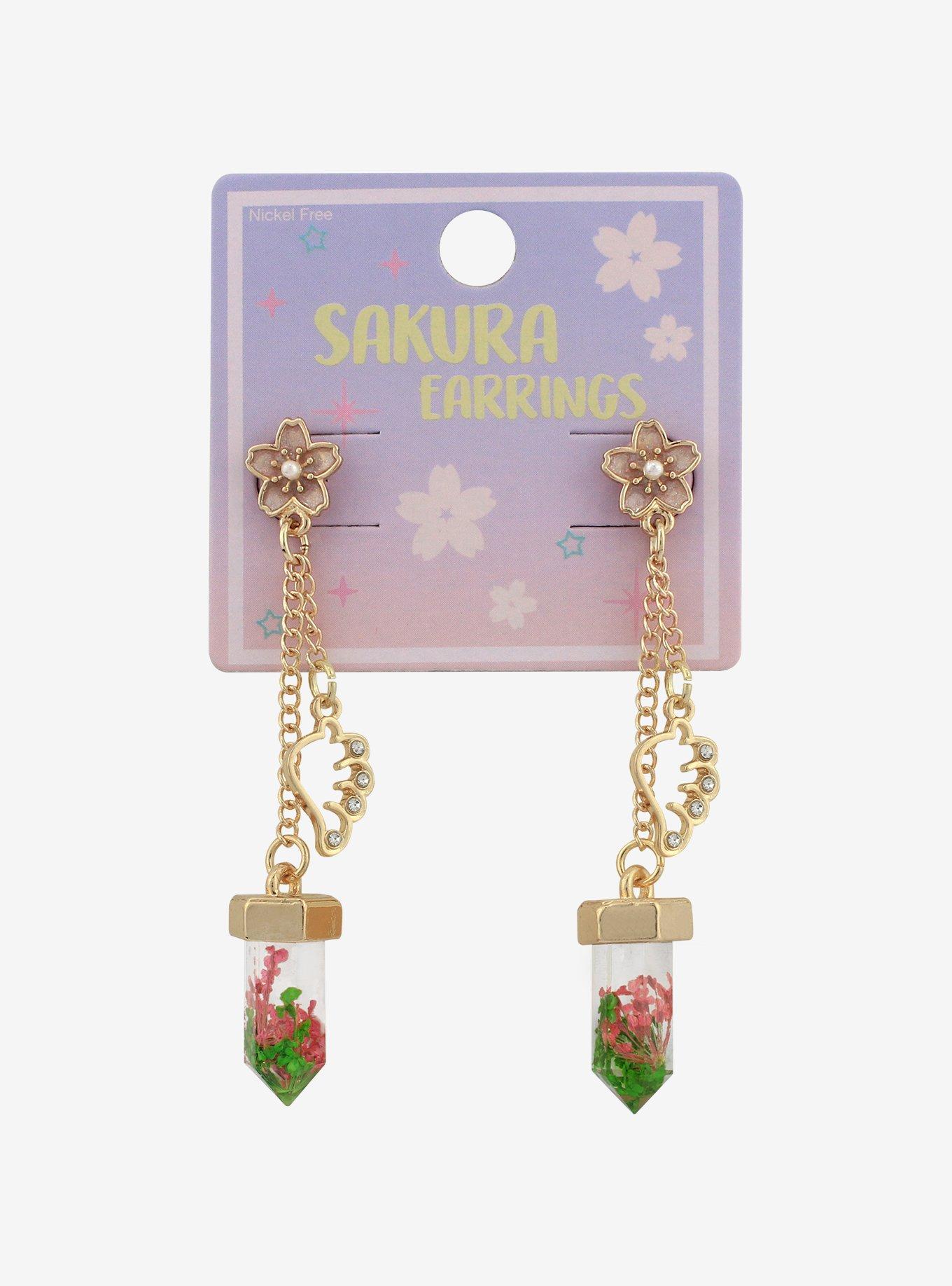 Sakura Crystal Drop Earrings Hot Topic