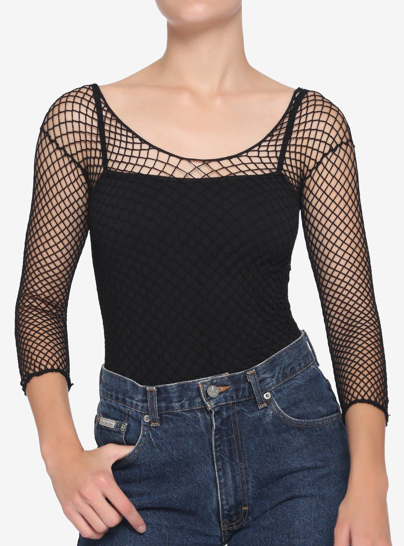 Net Long Sleeve Black Shirt | Hot Topic