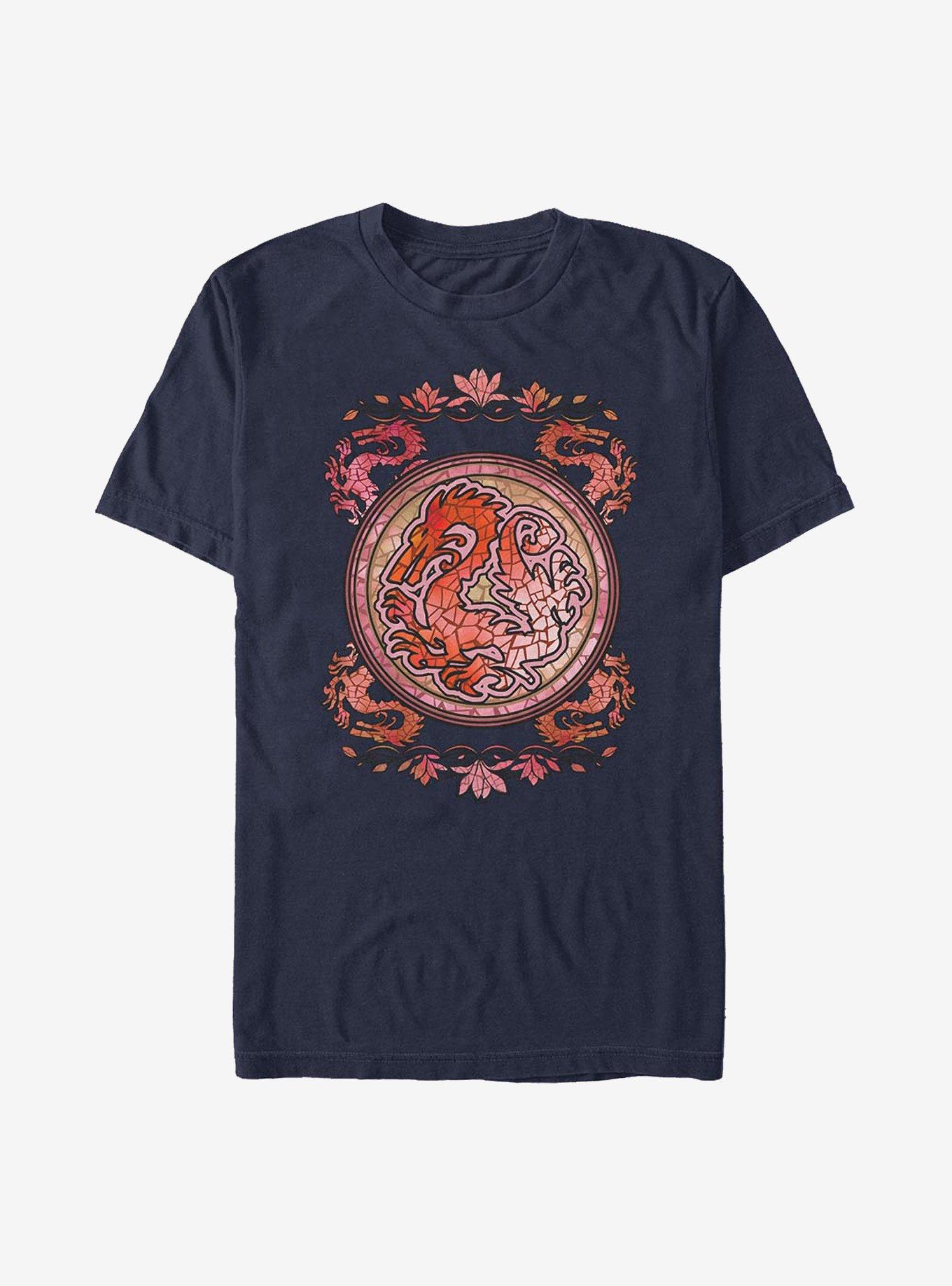 Disney Mulan Mushu Stained Glass T-Shirt - BLUE | BoxLunch
