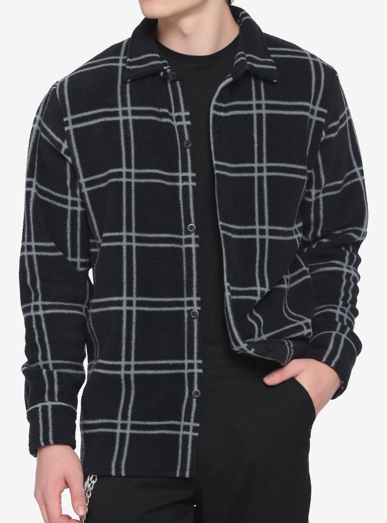 Light Grey Grid Shirt Jacket | Hot Topic