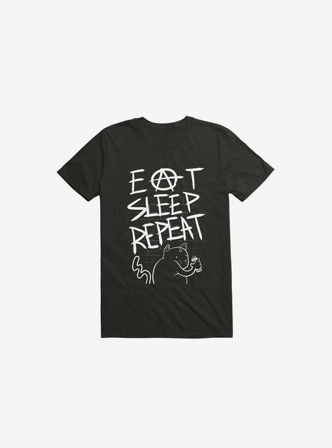Eat Sleep Repeat Cat Black T-Shirt - BLACK | Hot Topic