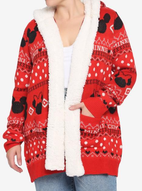 Disney Mickey Mouse & Minnie Mouse Sherpa Girls Open Cardigan Plus Size ...