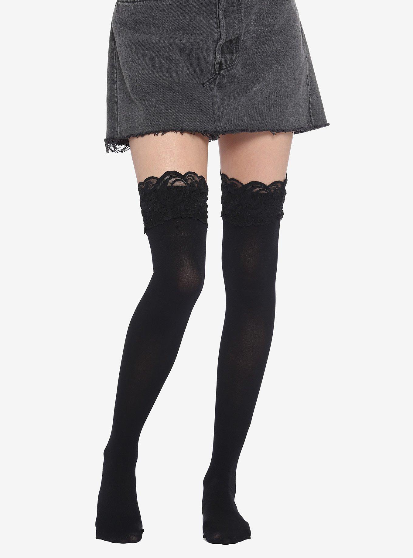 Black Lace Thigh Highs | Hot Topic
