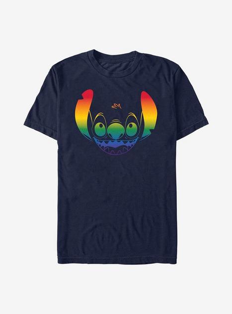 Disney Stitch Face Rainbow Pride T-Shirt - BLUE | Hot Topic