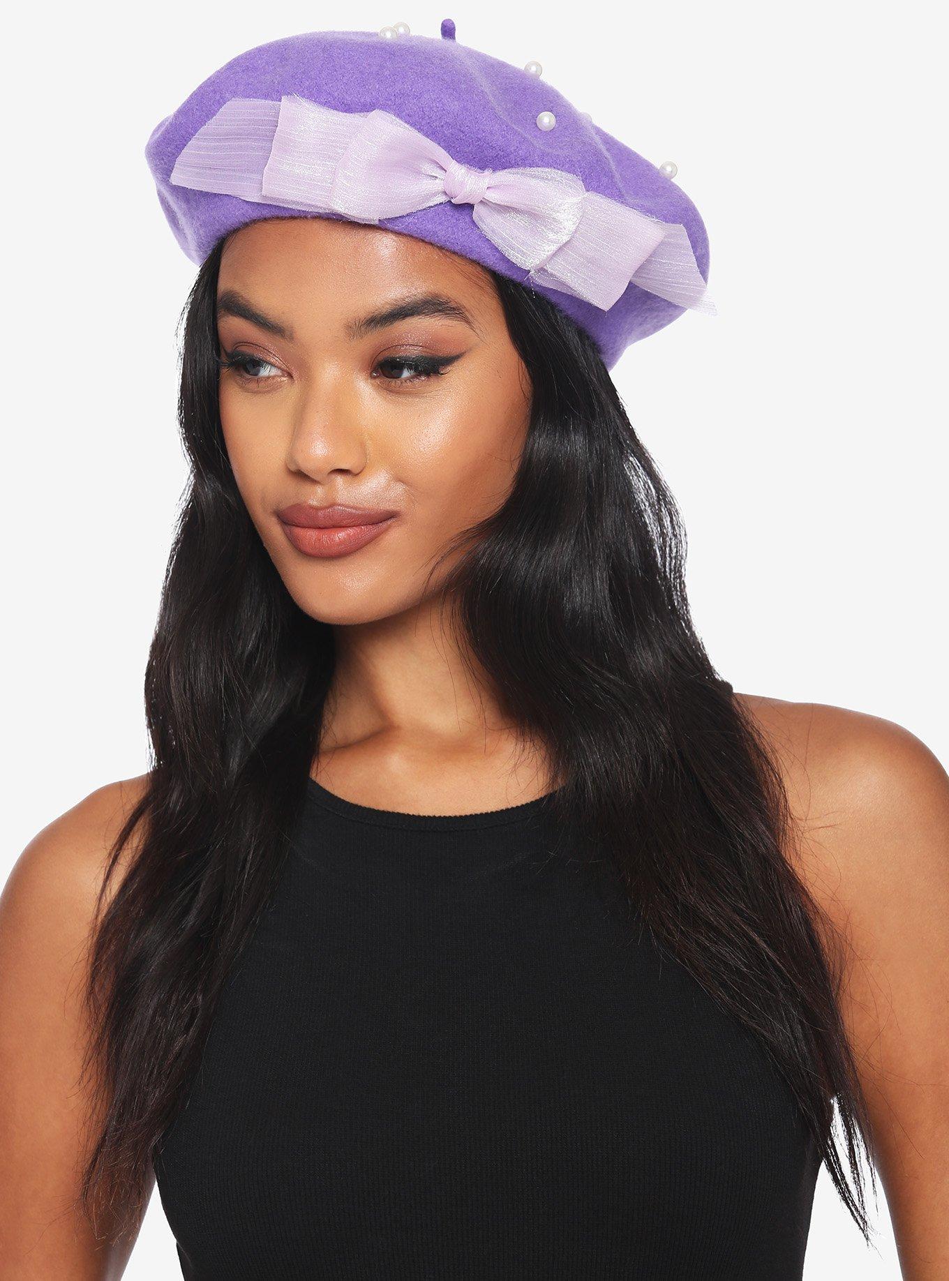 Purple Pearl & Bow Beret | Hot Topic
